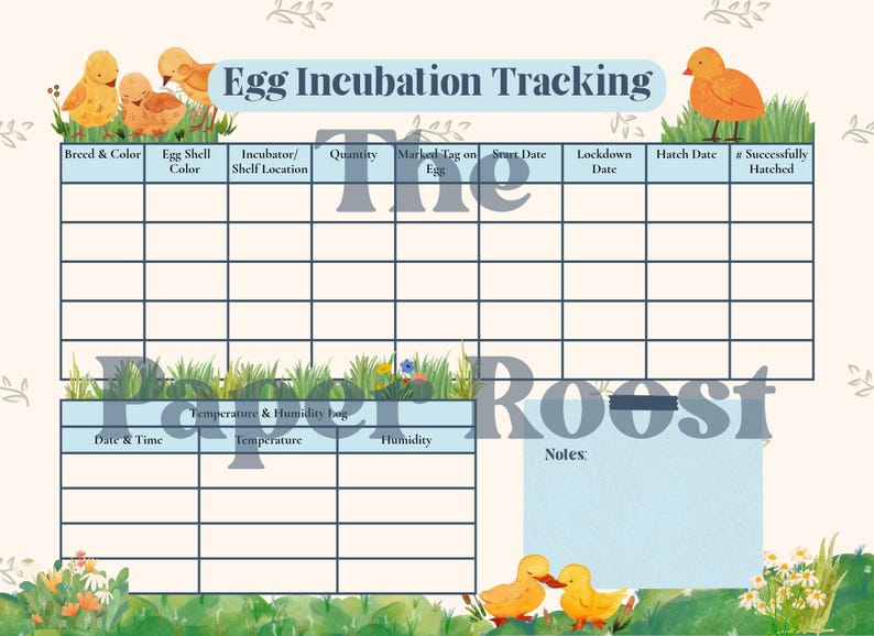 Egg Incubation Tracker Printable | Chicken Hatch Log | Digital Download ...
