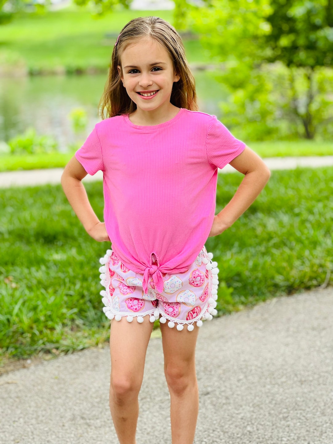 Pink Donut Pom Shorts, Donuts, Girls Shorts, Donut Shorts - Etsy