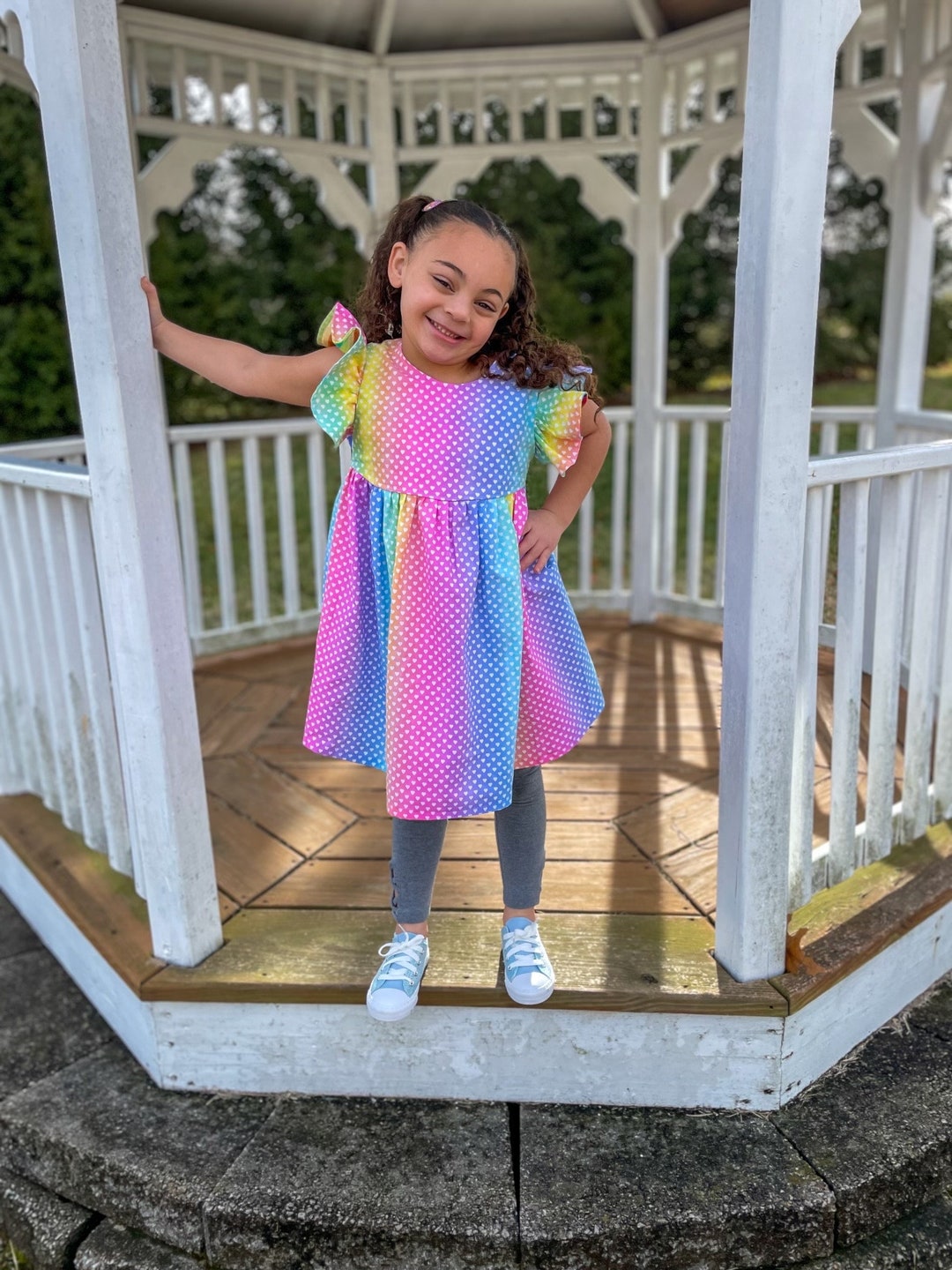 Rainbow Heart Dress , Valentines Day Dress, Heart Tunic Dress, Handmade ...