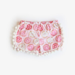 Pink Donut Pom Shorts, Donuts, Girls Shorts, Donut Shorts - Etsy