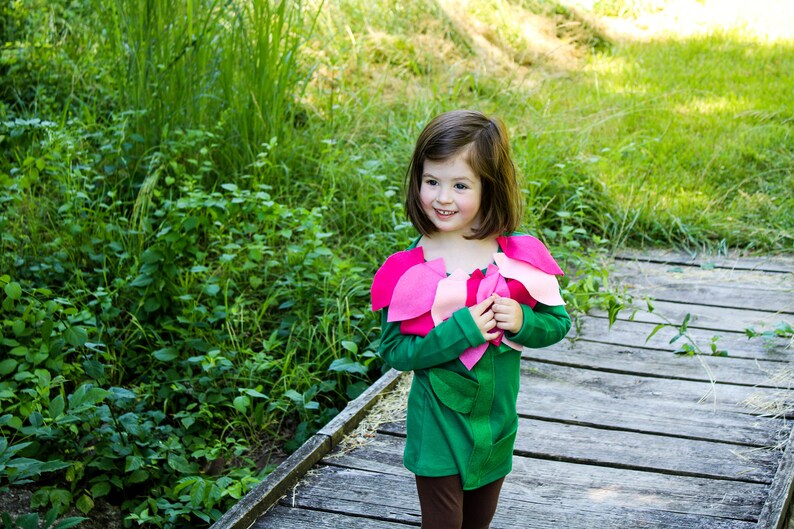 Pink Flower Costume With Green Bodysuit Green Long Sleeve | Etsy