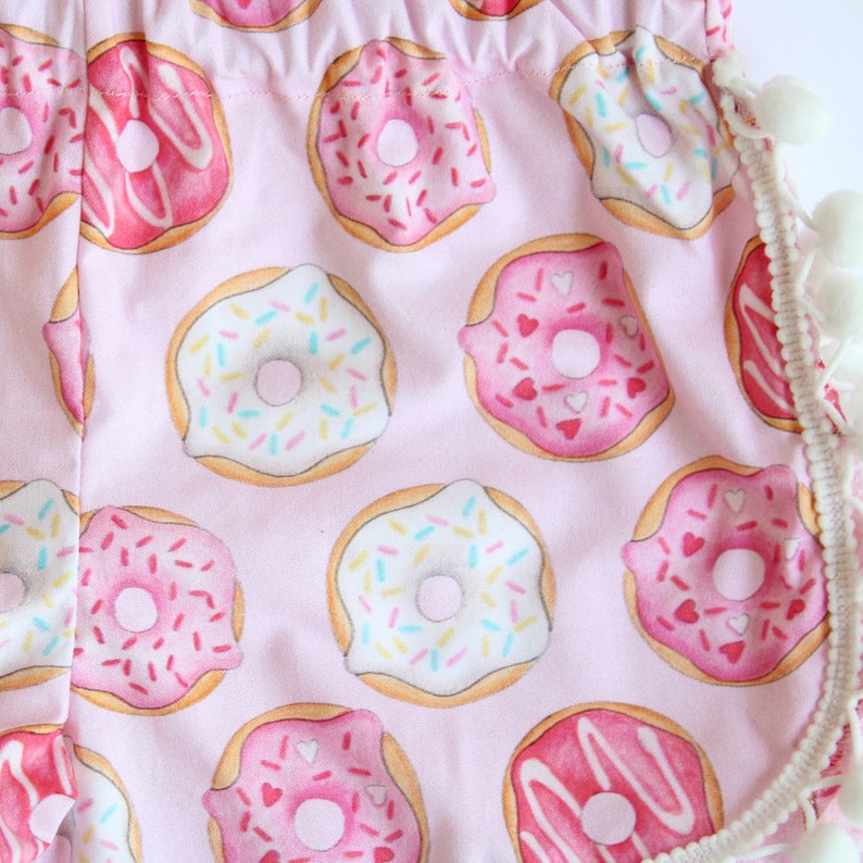 Pink Donut Pom Shorts Donuts Girls Shorts Donut Shorts - Etsy