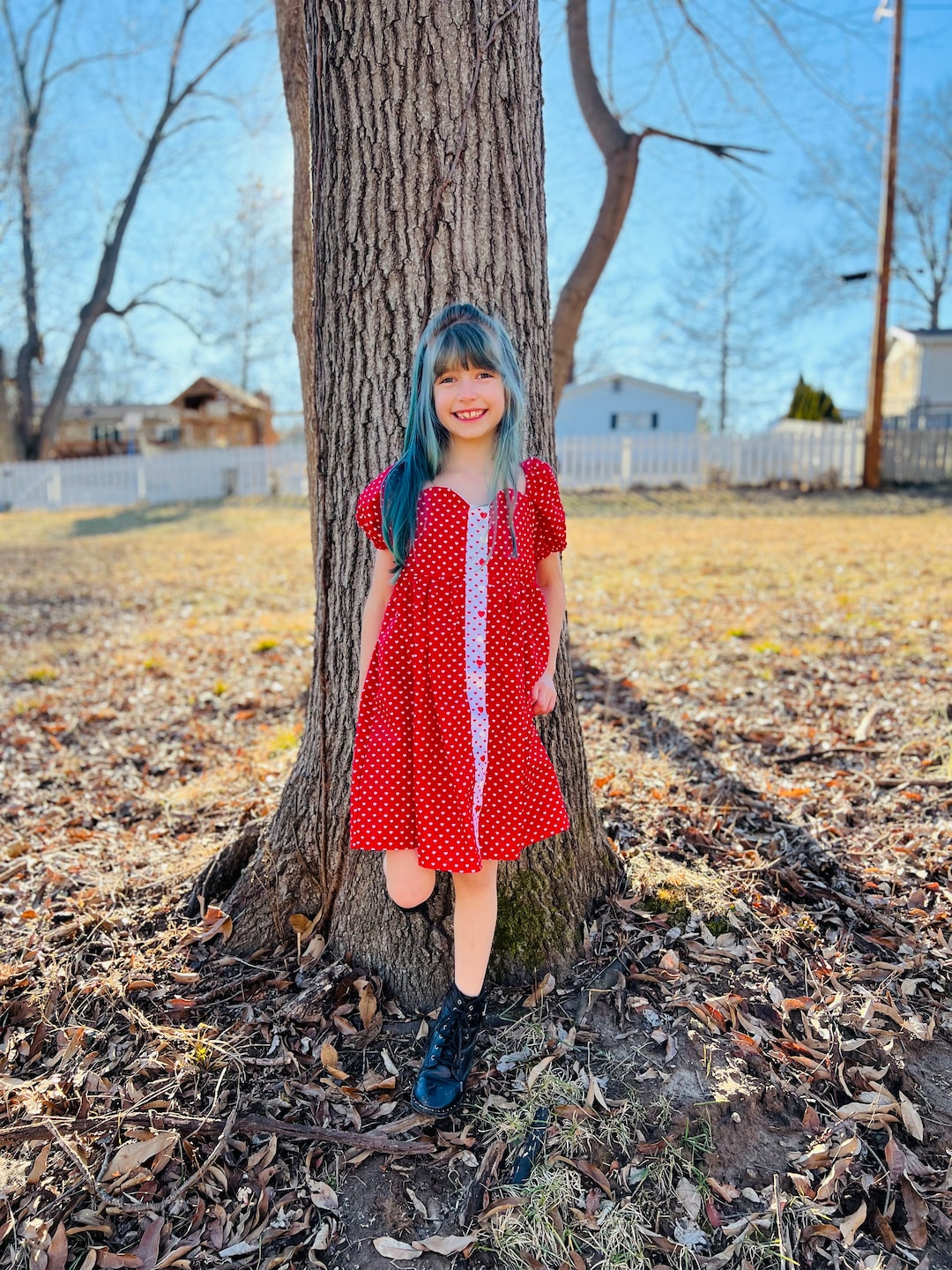 Valentines Day Red Heart Dress, Heart Tunic Dress, Handmade Girl Dress ...