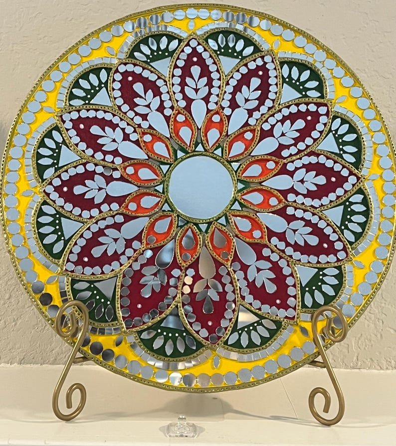 Handcrafted Lippan Art | 12-inch Clay & Mirror Wall Decor(stand ...