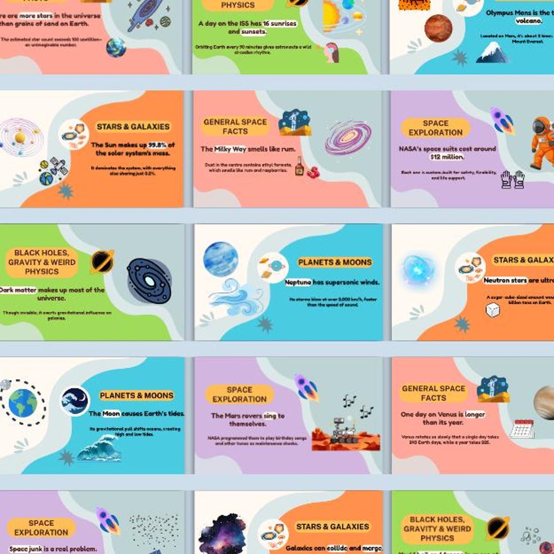 50 Space Fun Fact Flashcards for Kids and Adults | Printable Astronomy ...