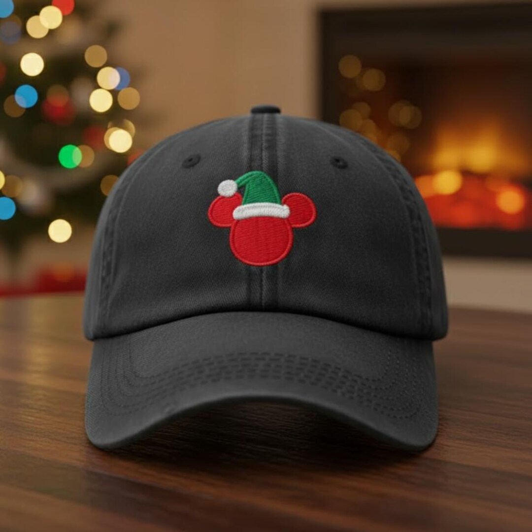 Christmas MK Mouse Head Embroidered Hat, WDW Cartoon Embroidered Cap ...