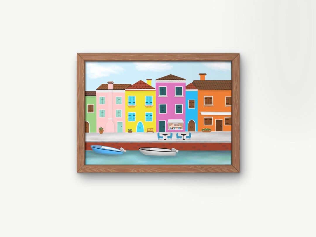 Venice Italy Wall Art Physical Print: European City Illustration ...