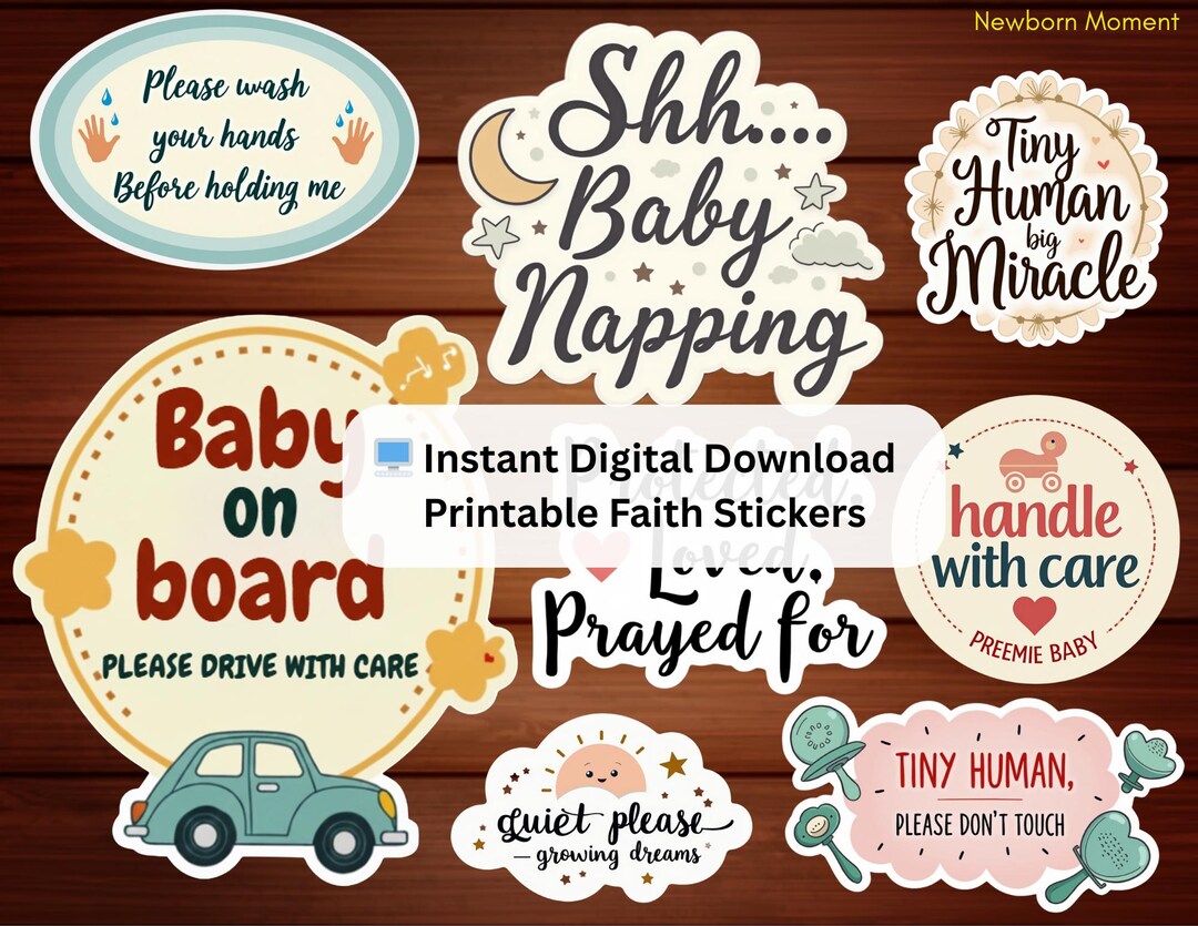 Newborn Moment Christian Baby Sticker Bundle | Printable Faith Nursery ...