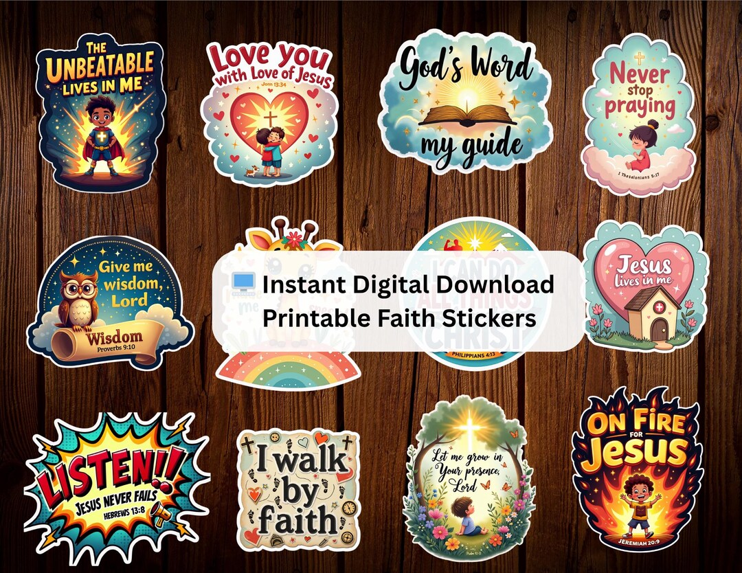 Christian Kids Faith Stickers | Prayer, Wisdom & Love (digital Download ...