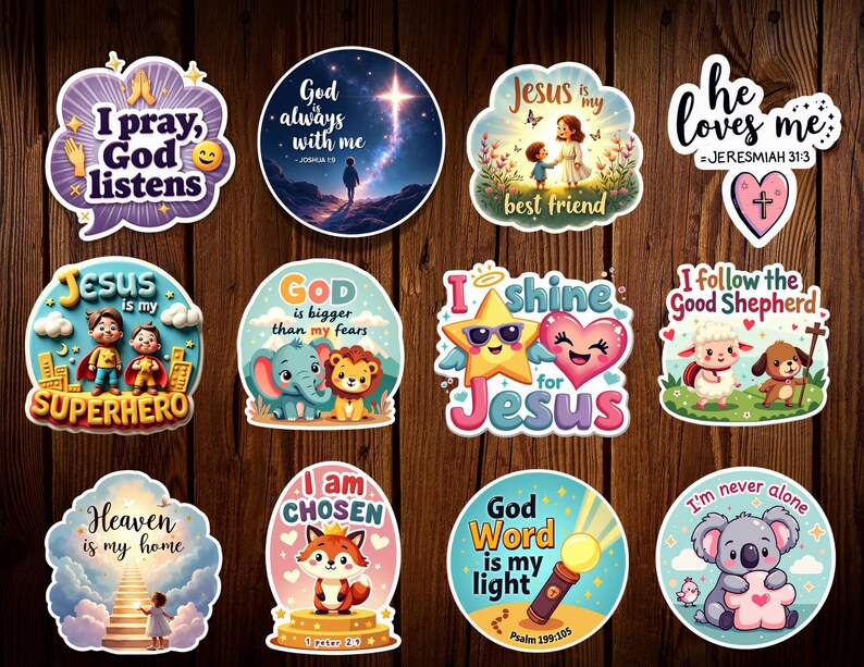 Christian Kids Sticker Sheet: Bible Verse Stickers (digital Download ...