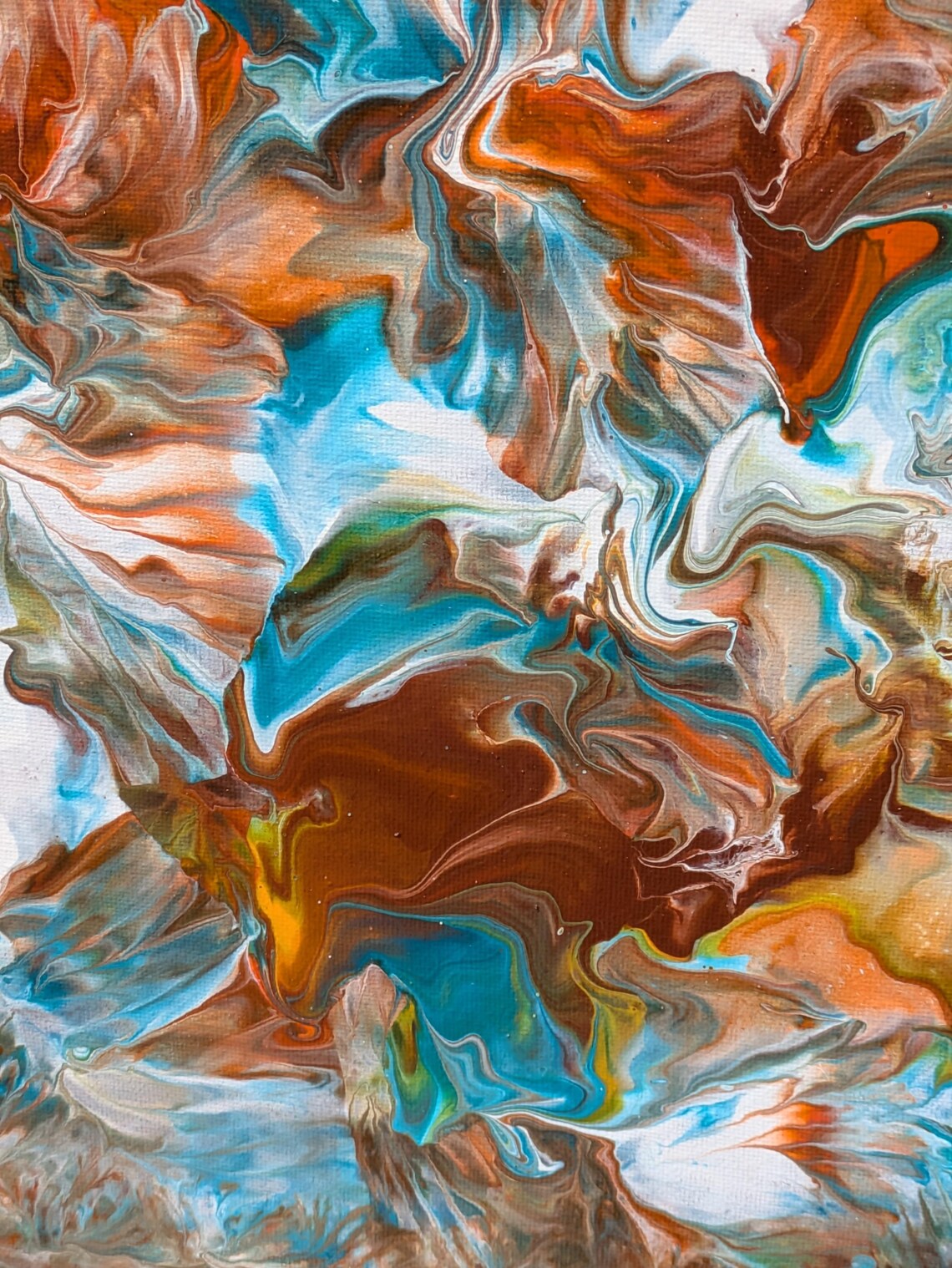 12 X 12 Fluid Art on Stretched Canvas.varnished. Colors Are Orange ...