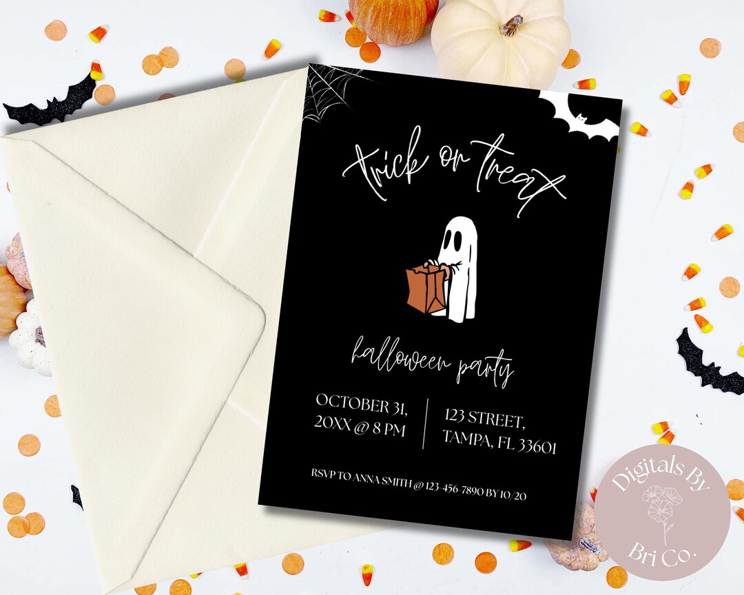 Trick or Treat | Halloween Party Invitation | Editable Canva Template ...
