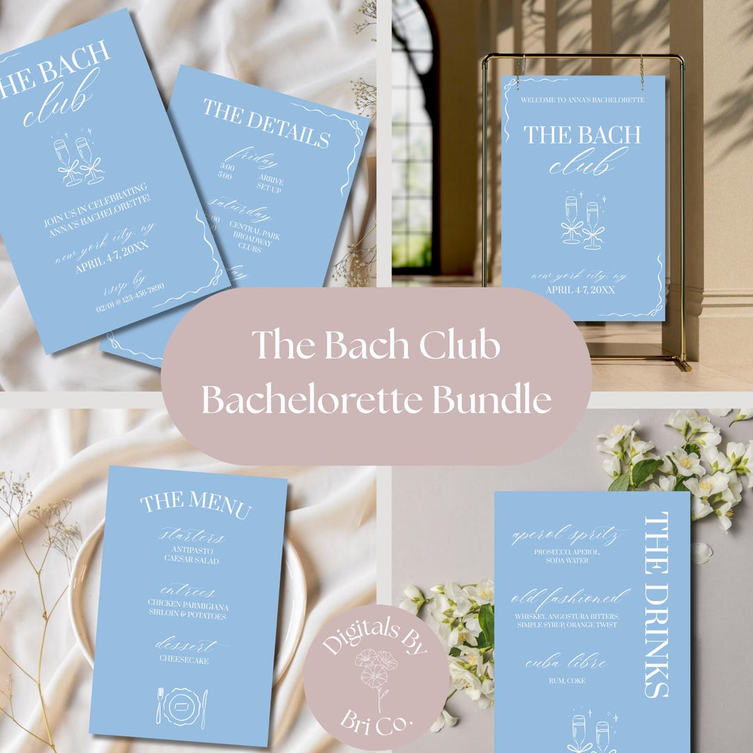 The Bach Club Bachelorette Sign Template Bundle | Editable Canva ...