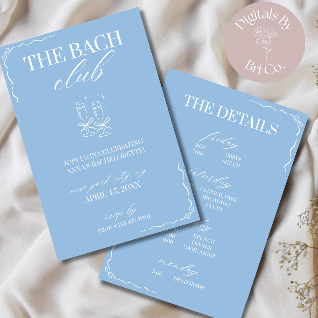 The Bach Club Invitation & Itinerary Template Duo | Editable Canva ...