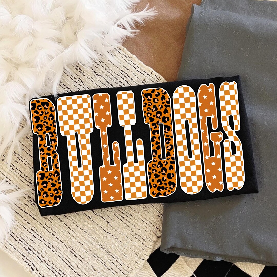 Bulldogs Mascot PNG, Checkered Leopard Print, Game Day Football Png ...