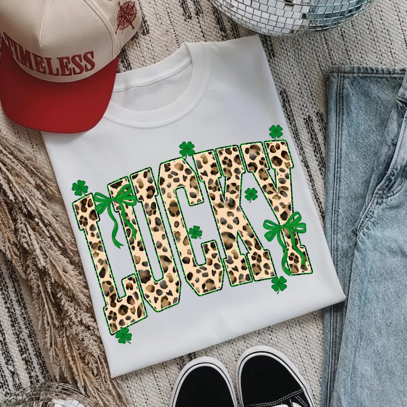 Lucky Leopard Varsity PNG: St Patrick’s Day Lucky Sublimation, Trendy ...