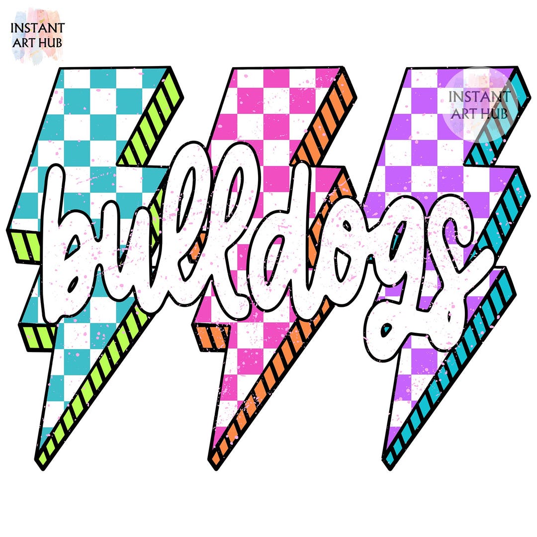 Bulldogs Mascot Png: Checkered Lightning Bolt Png, Retro Bulldogs ...