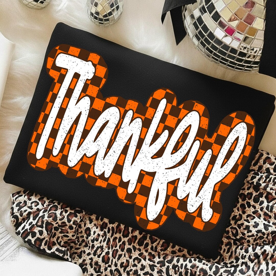 Thankful Png: Checkered Thanksgiving Png, Thanksgiving Shirt Png, Retro ...