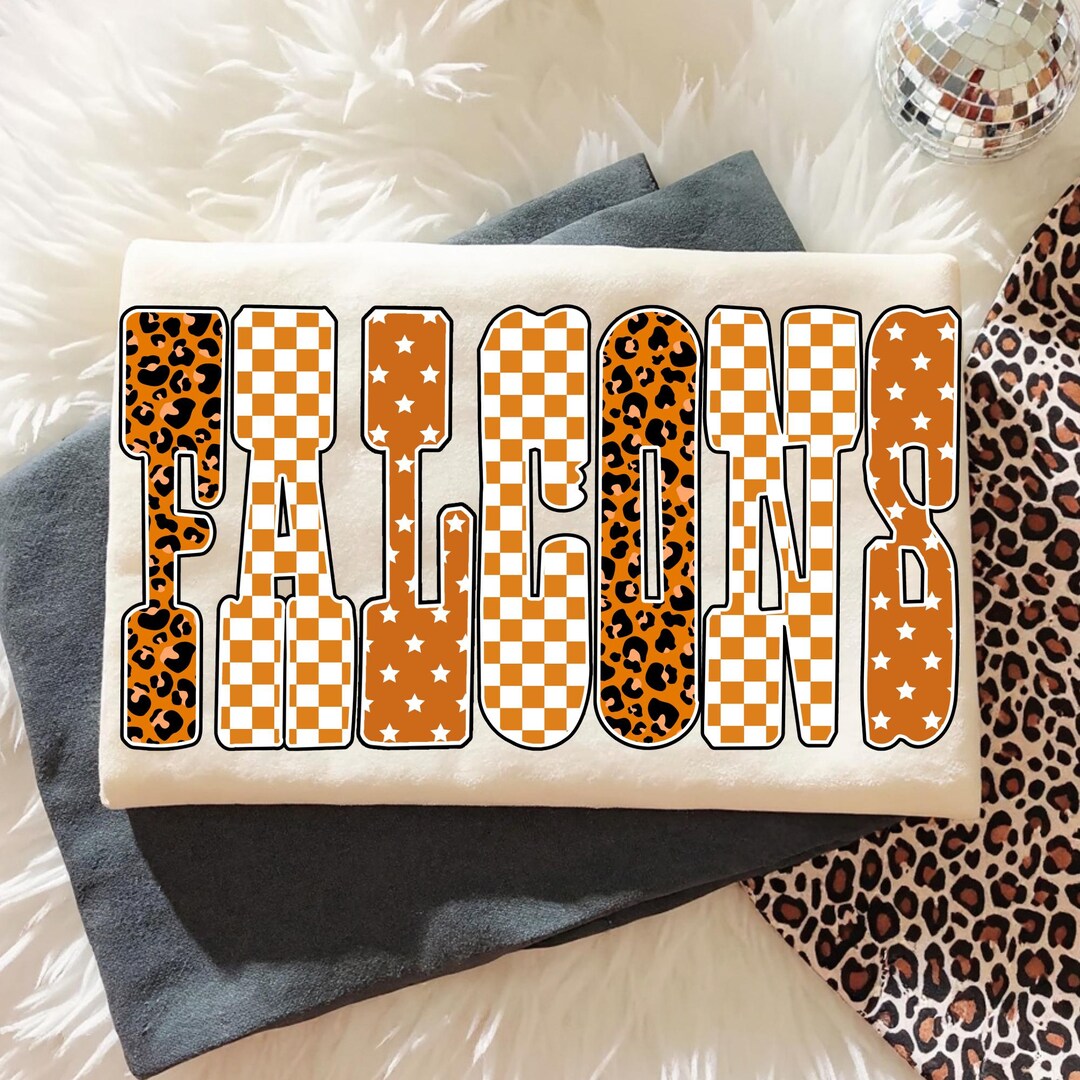 Falcons Mascot Png: Checkered Star Leopard Letters Sublimation, School ...