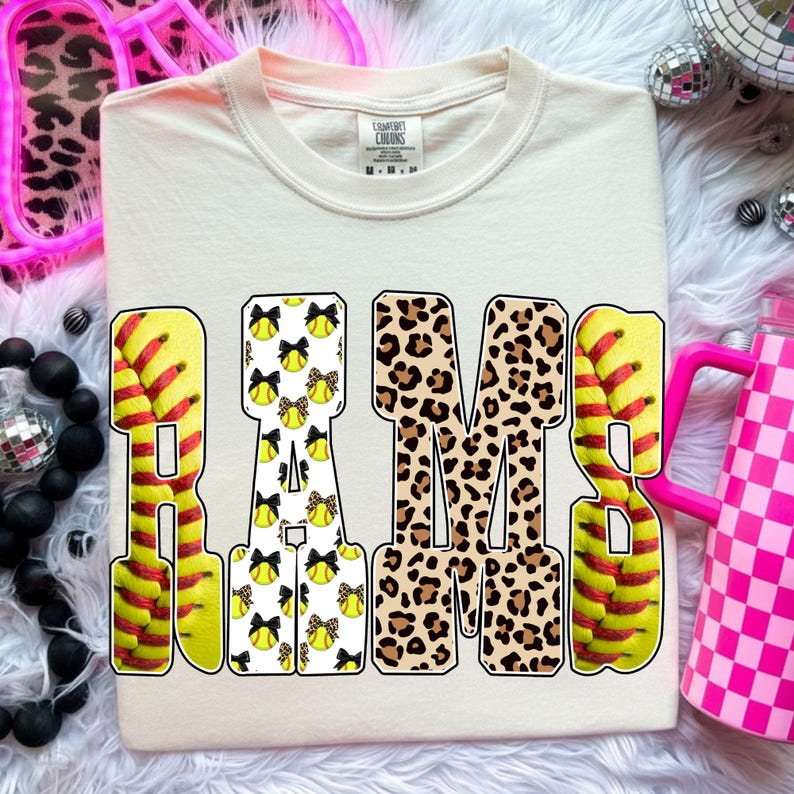 Rams Softball PNG: Retro Rams Game Day Sublimation T-shirt Design ...