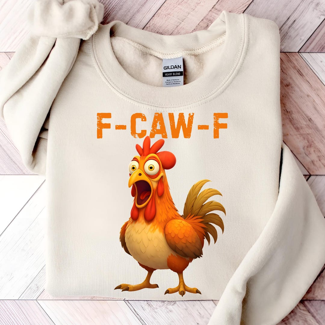 Funny F-CAW-F Chicken PNG: Funny Rooster Meme Png, Crazy Hen Digital ...