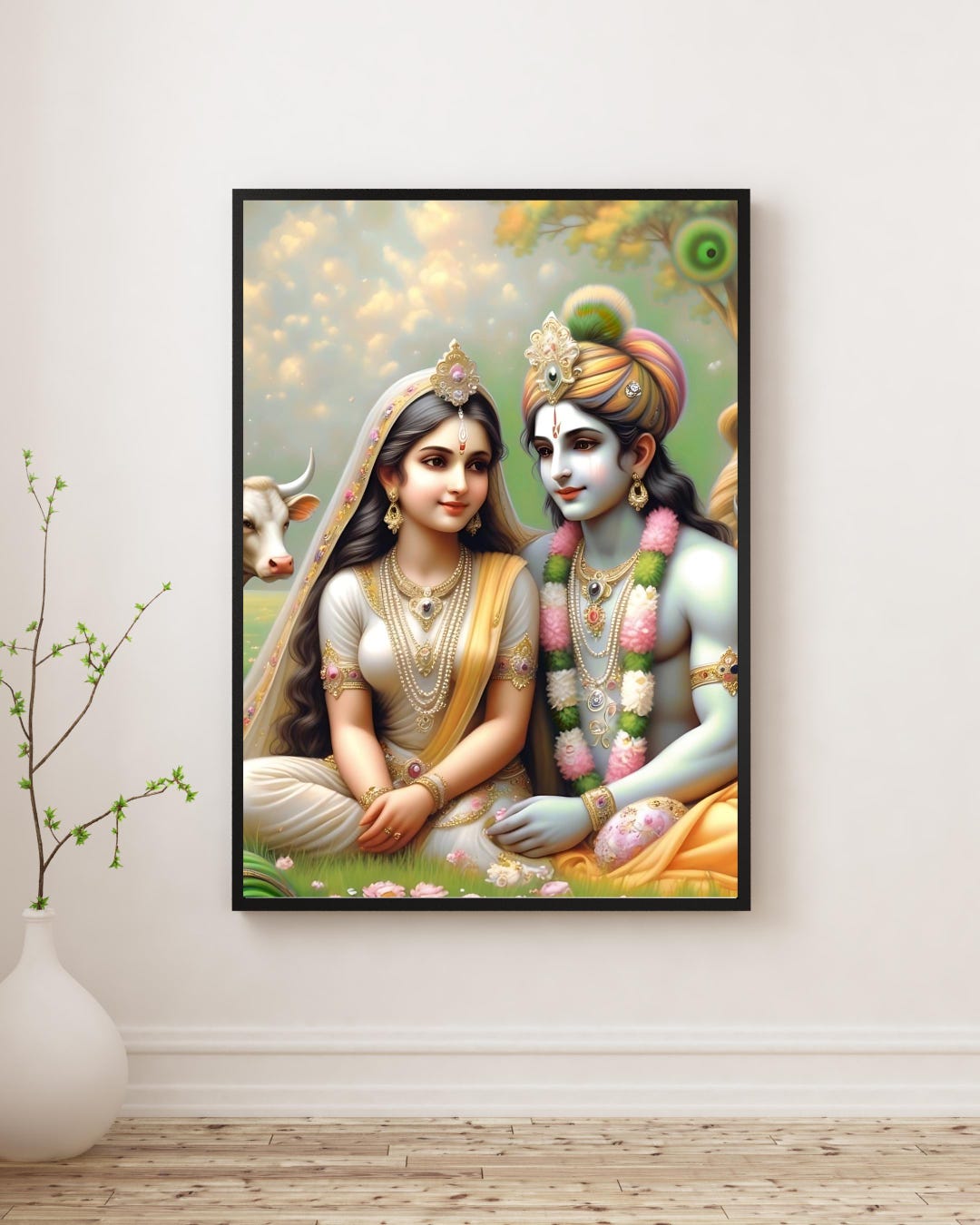 Radha Krishna Digital Wall Art | Hindu Couple Poster | Printable Indian Spiritual Art | Krishna ...