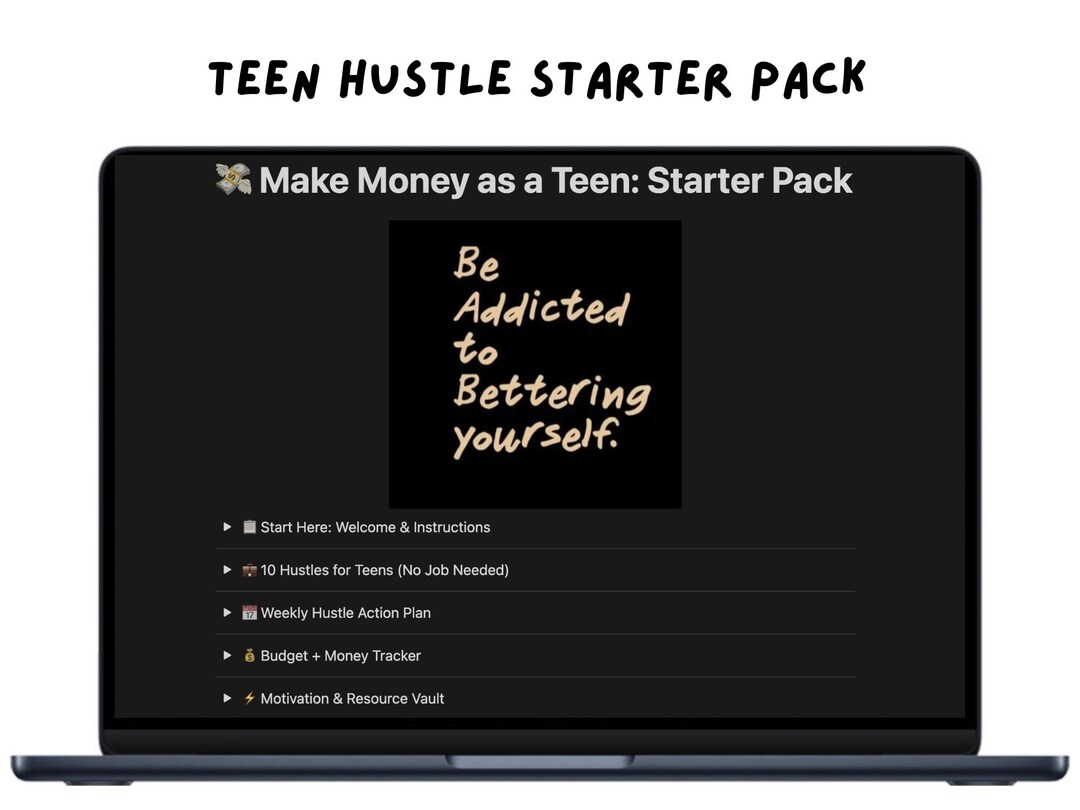 Make Money as a Teen | Notion Starter Pack for Hustles, Budget, Motivation | Teen Side Hustle ...