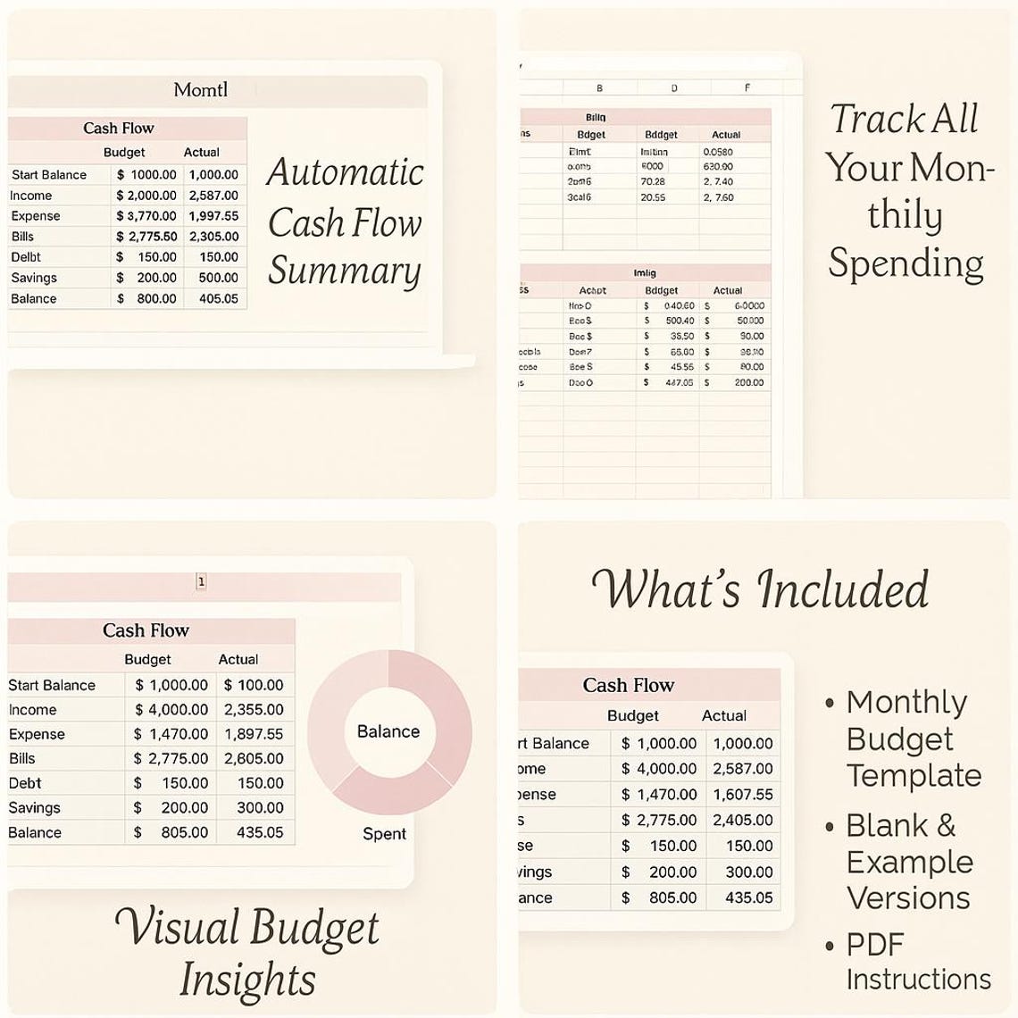 Pastel Budget Template | Google Sheets Expense Tracker (digital ...
