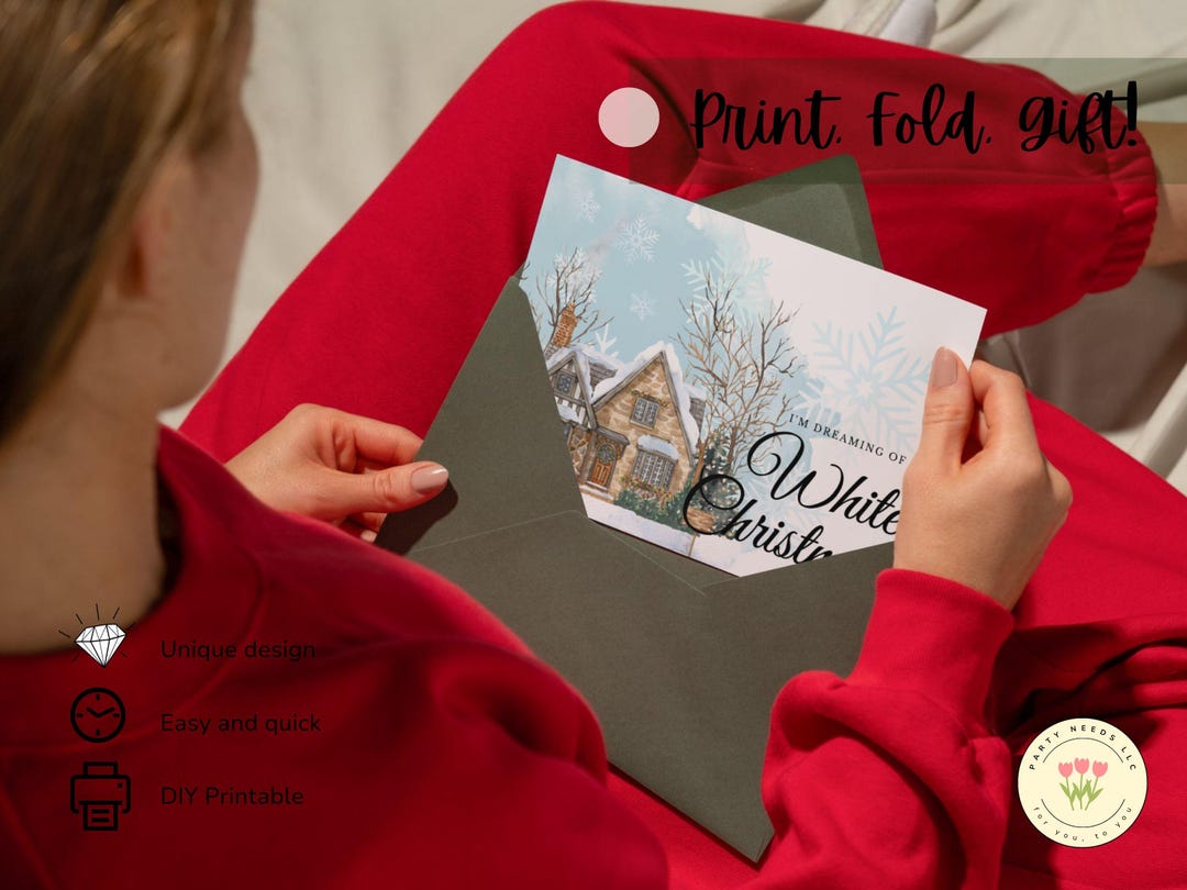 Cozy Christmas Cabin Card Printable: 5x7" Holiday Card (digital ...