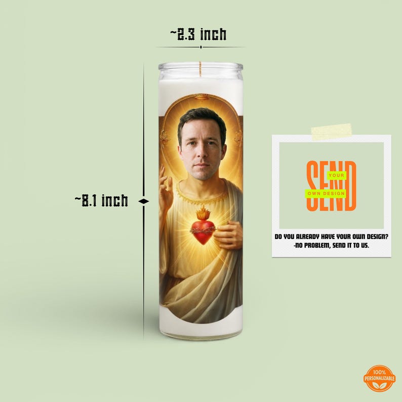 Custom Photo Prayer Candle: Personalized Organic Soy Wax, Funny Gift ...