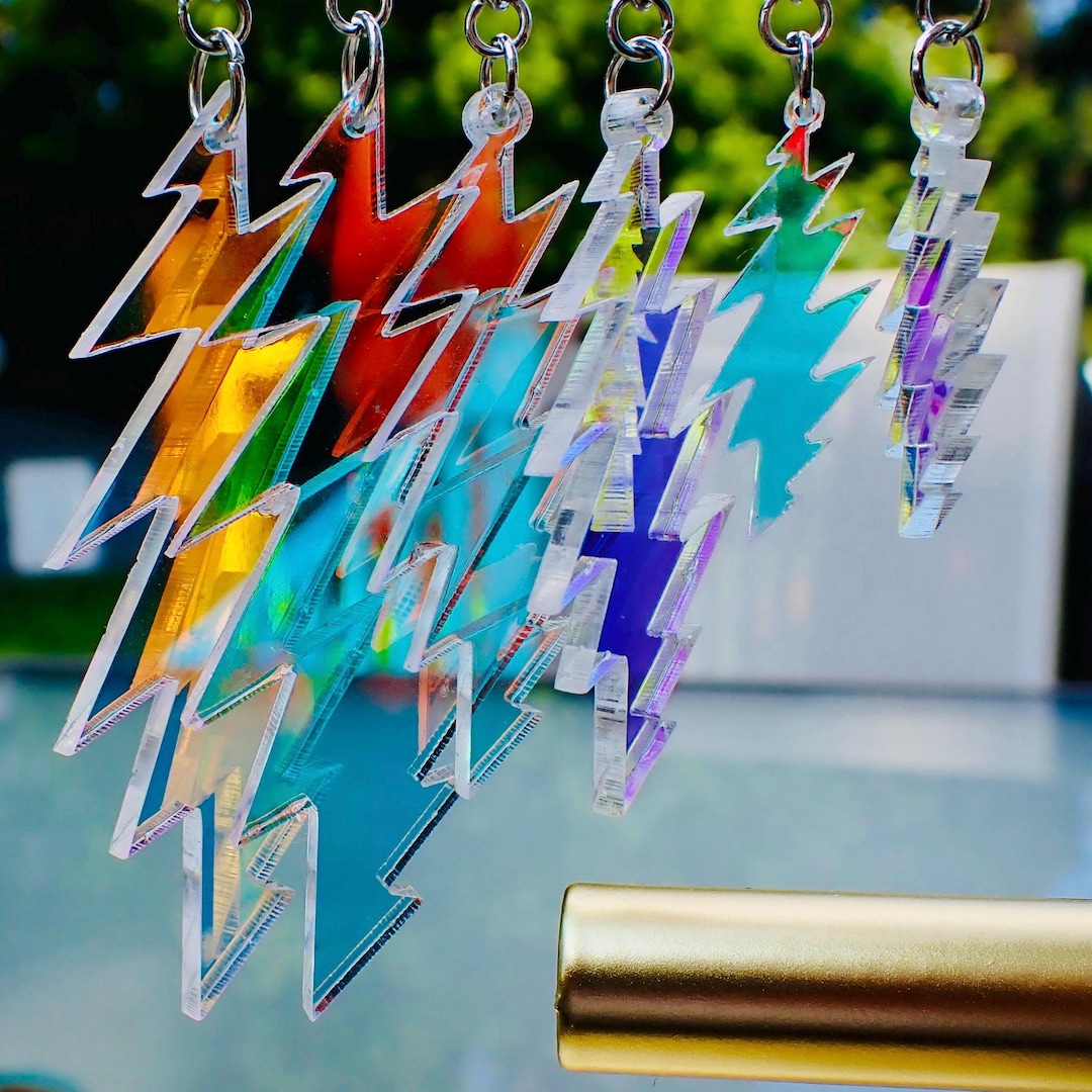 Althea Iridescent Grateful Dead Inspired 13-point Bolt Earrings - Etsy