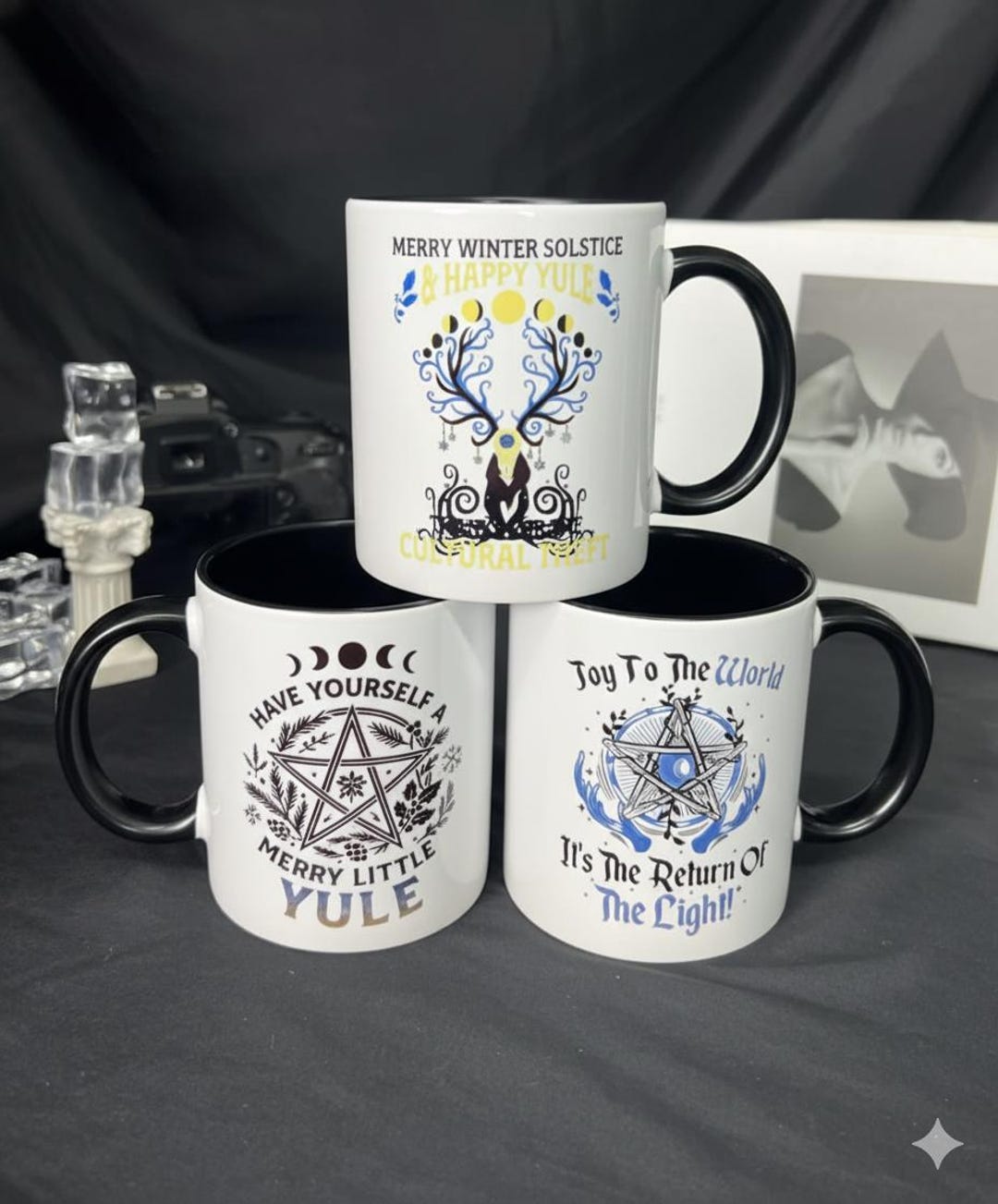 Yule Mug Set | Pagan Winter Solstice Coffee Cups - Etsy