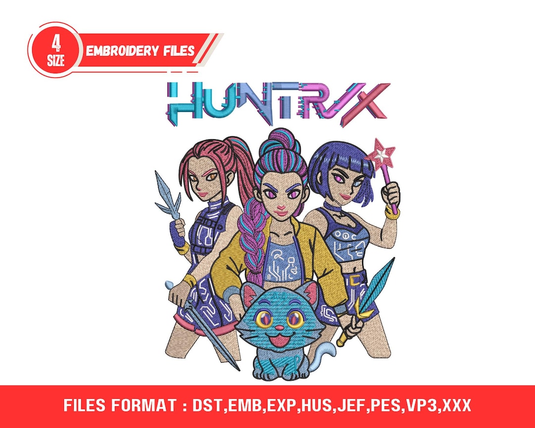 Kpop Demon Embroidery Design | Huntrix Rumi Zoey Mira Pattern | Derpy ...