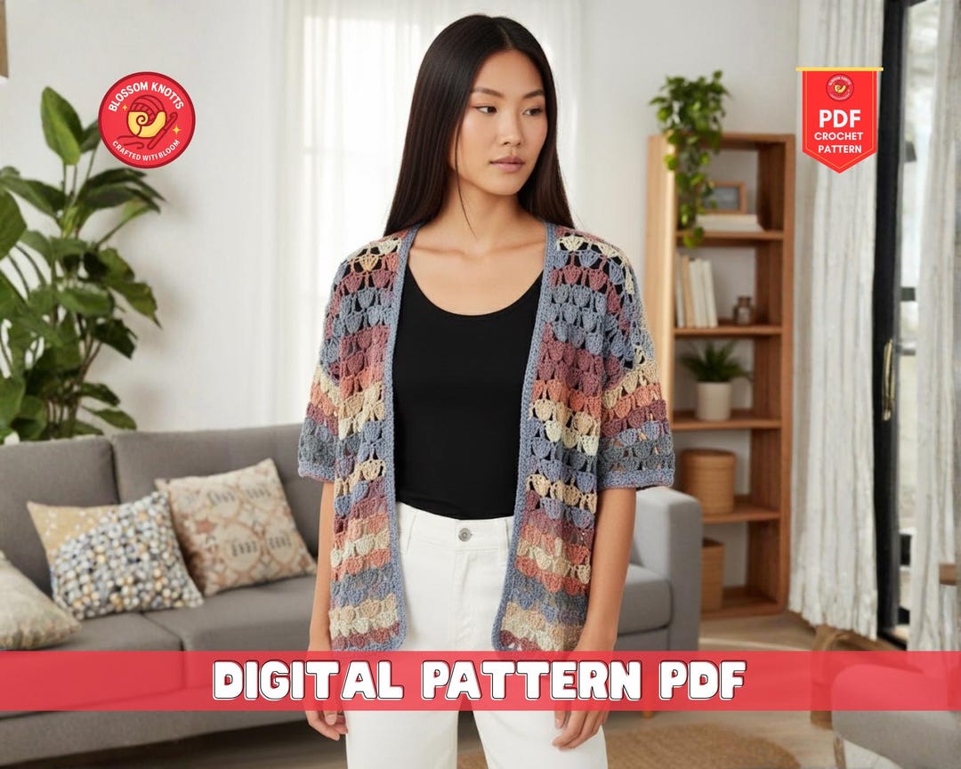 Crochet Lace Cardigan Pattern, Round Shrug, Kimono Vest (PDF Pattern ...