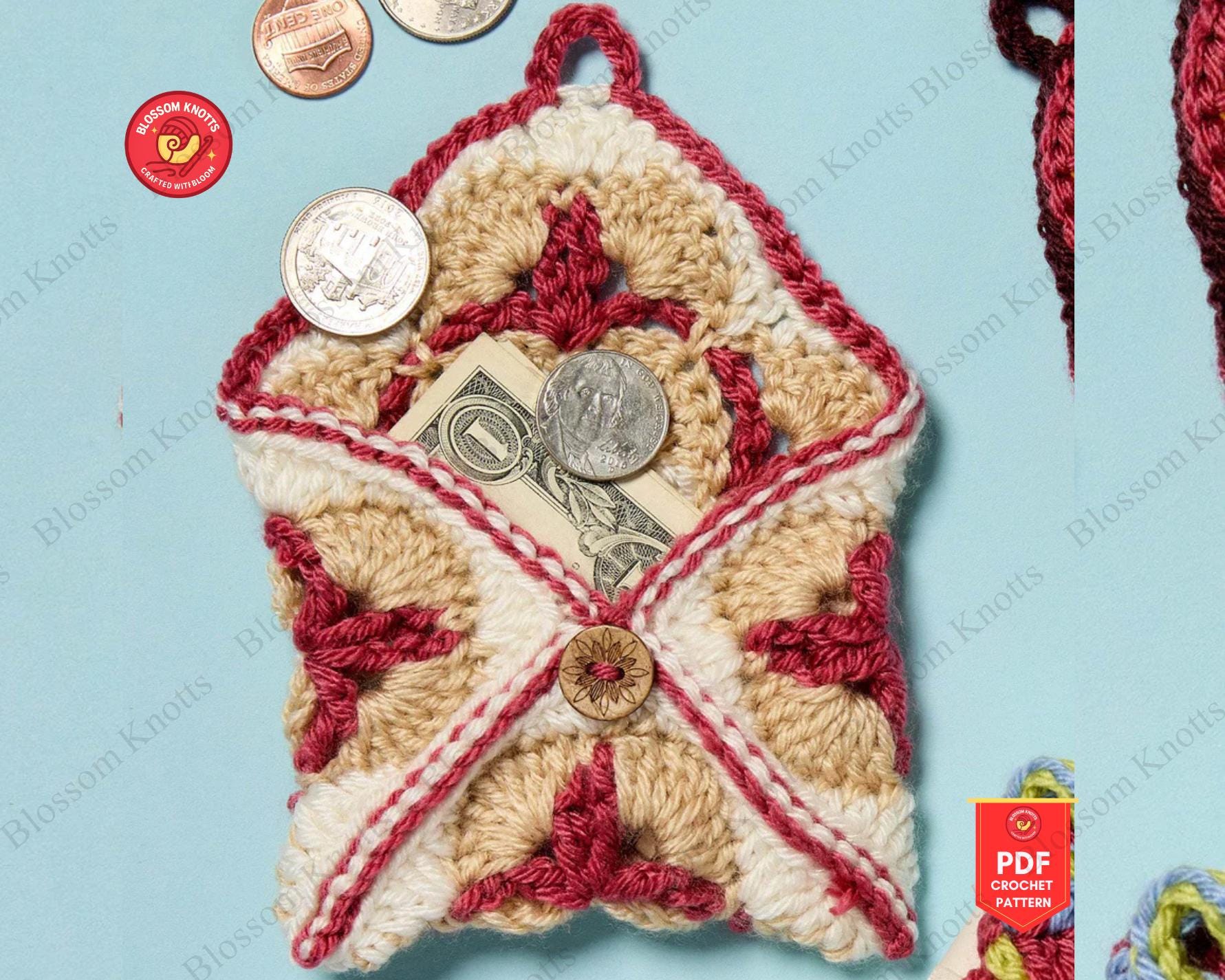Crochet Sunflower Coin Holder Pattern Flower Keychain Pouch Amigurumi ...