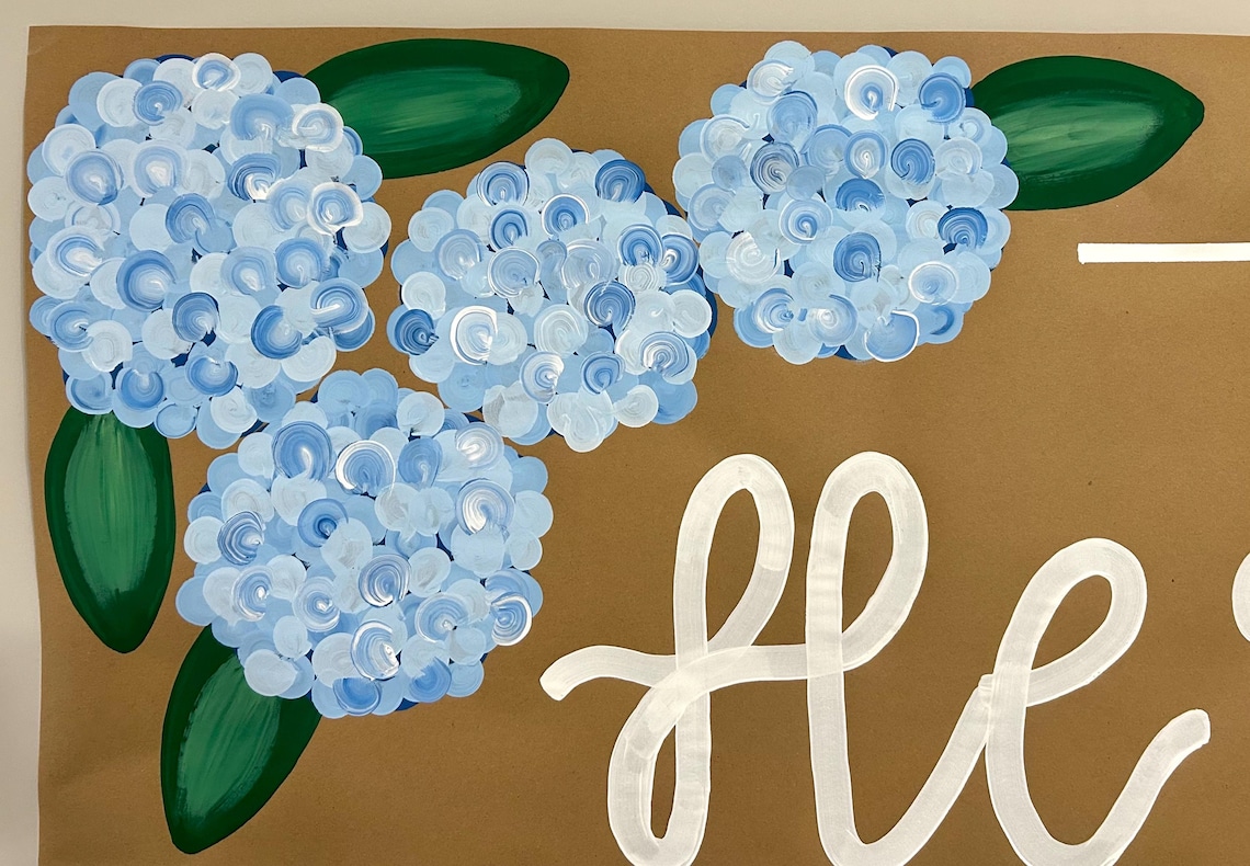 Hydrangea Banner, Customizable Banner With Hydrangeas - Etsy
