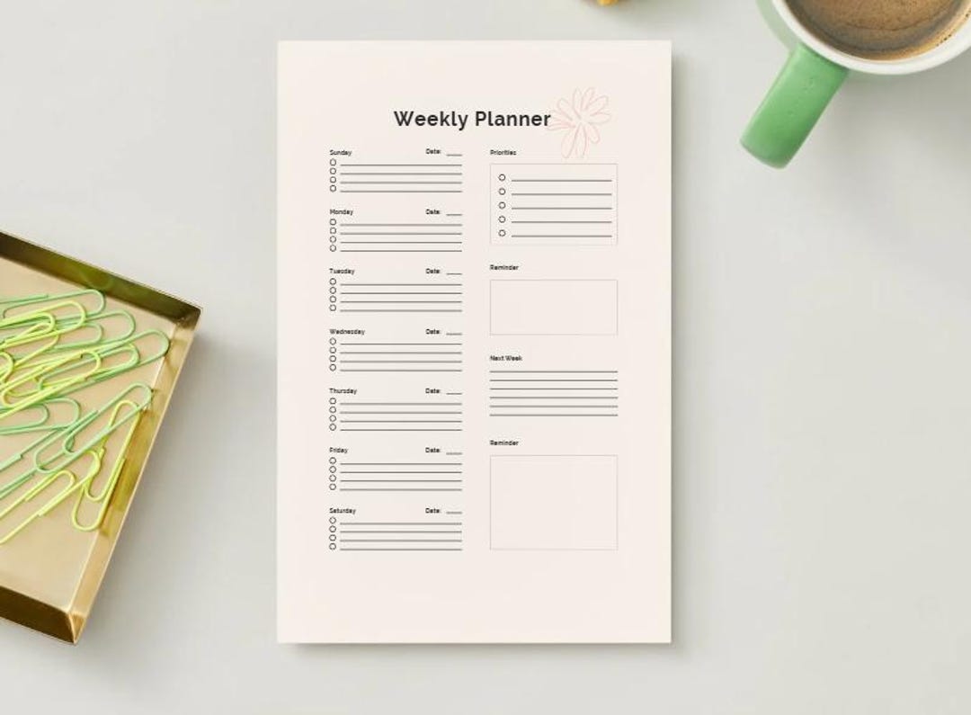 Printable Weekly Planner | Weekly Overview | Instant Download | Binder ...