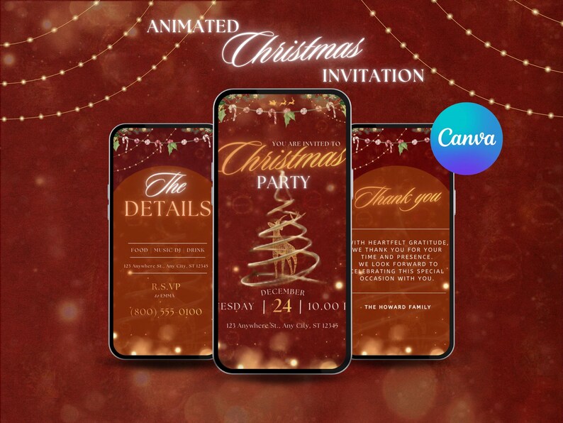 Animated Christmas Party Invitation - Xmas Evite - Digital Card for New ...