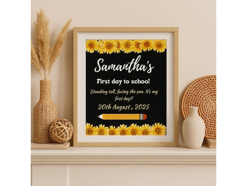 First Day of School Black Editable Sign Board| Back to School Poster ...