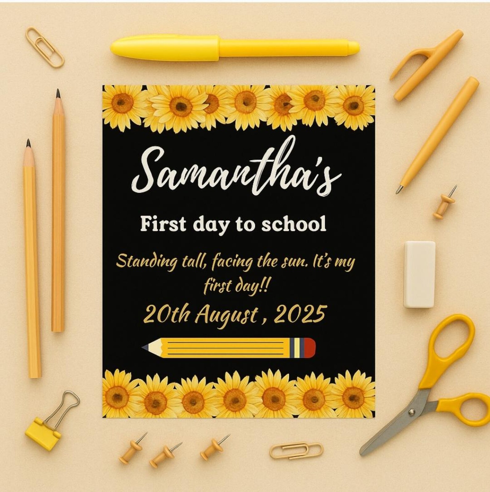 First Day of School Black Editable Sign Board| Back to School Poster ...