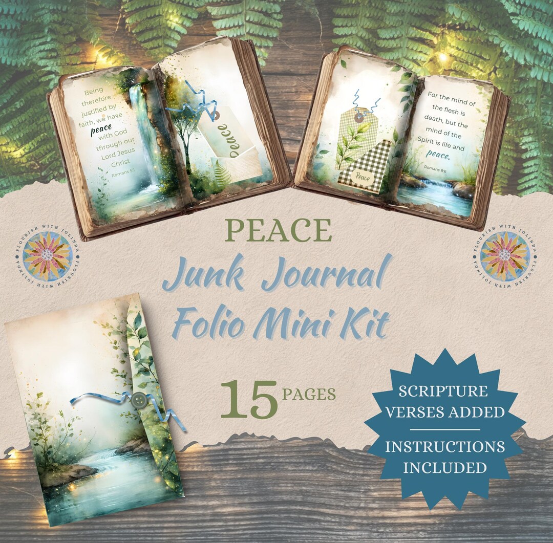 Christian Peace Junk Journal Kit: Vintage Waterfall and Streams ...