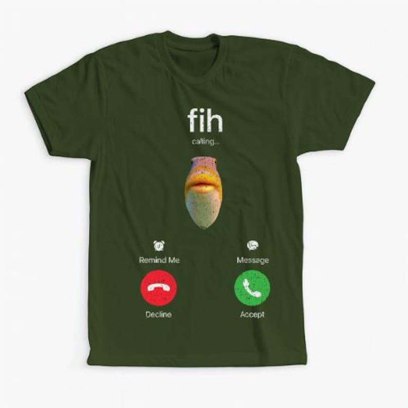 Fih Calling Shirt – Funny Incoming Call Fish Tee With Accept or Decline ...