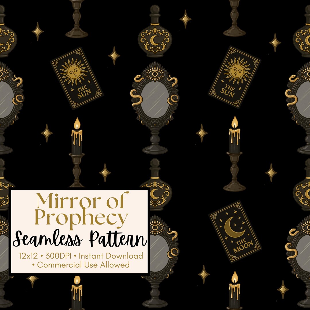 Mirror of Prophecy Seamless Pattern | Witchy Halloween Digital Paper - Etsy