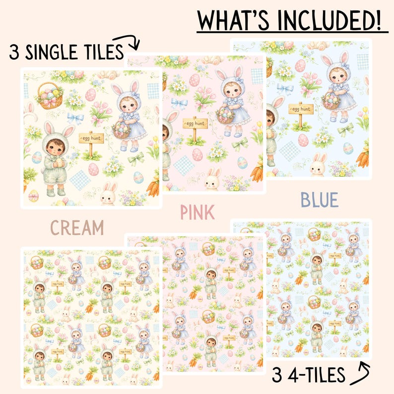 Easter Baby Doll Seamless Pattern Collection | Bunny Nursery Print ...