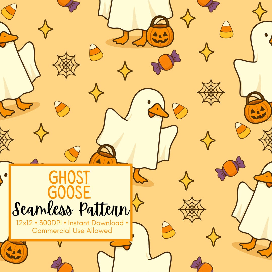 Ghost Goose Halloween Pattern | Cute Seamless Digital Paper (12x12 ...