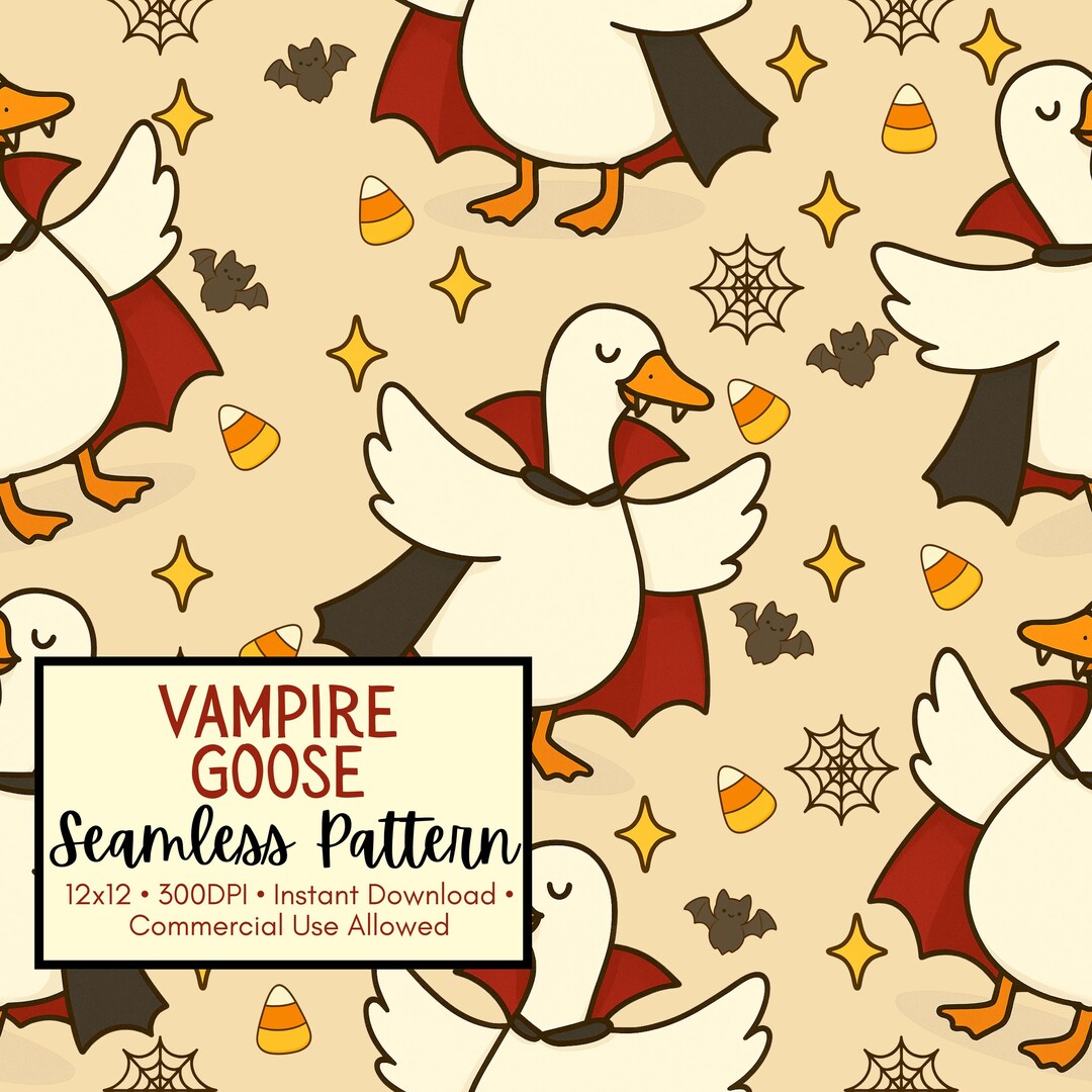 Vampire Goose Halloween Pattern | Cute Spooky Seamless Digital Paper ...