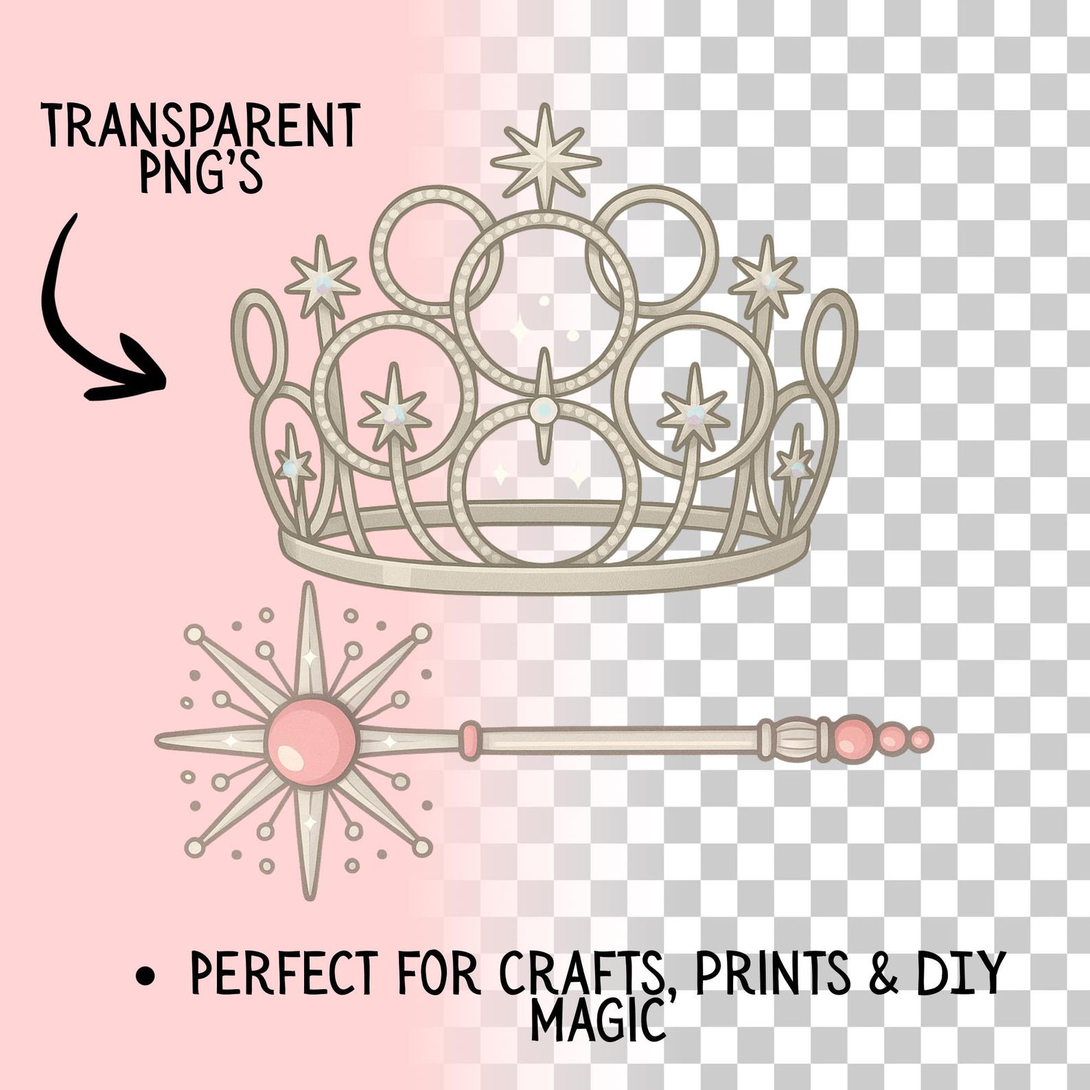 Glinda Crown & Wand Clipart | Wicked Inspired Pngs | Wizard of Oz ...