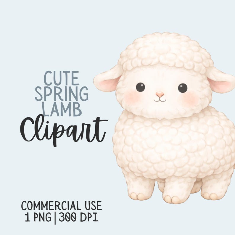 Cute Spring Lamb Clipart PNG | Baby Sheep Clipart | Pastel Farm Animal ...