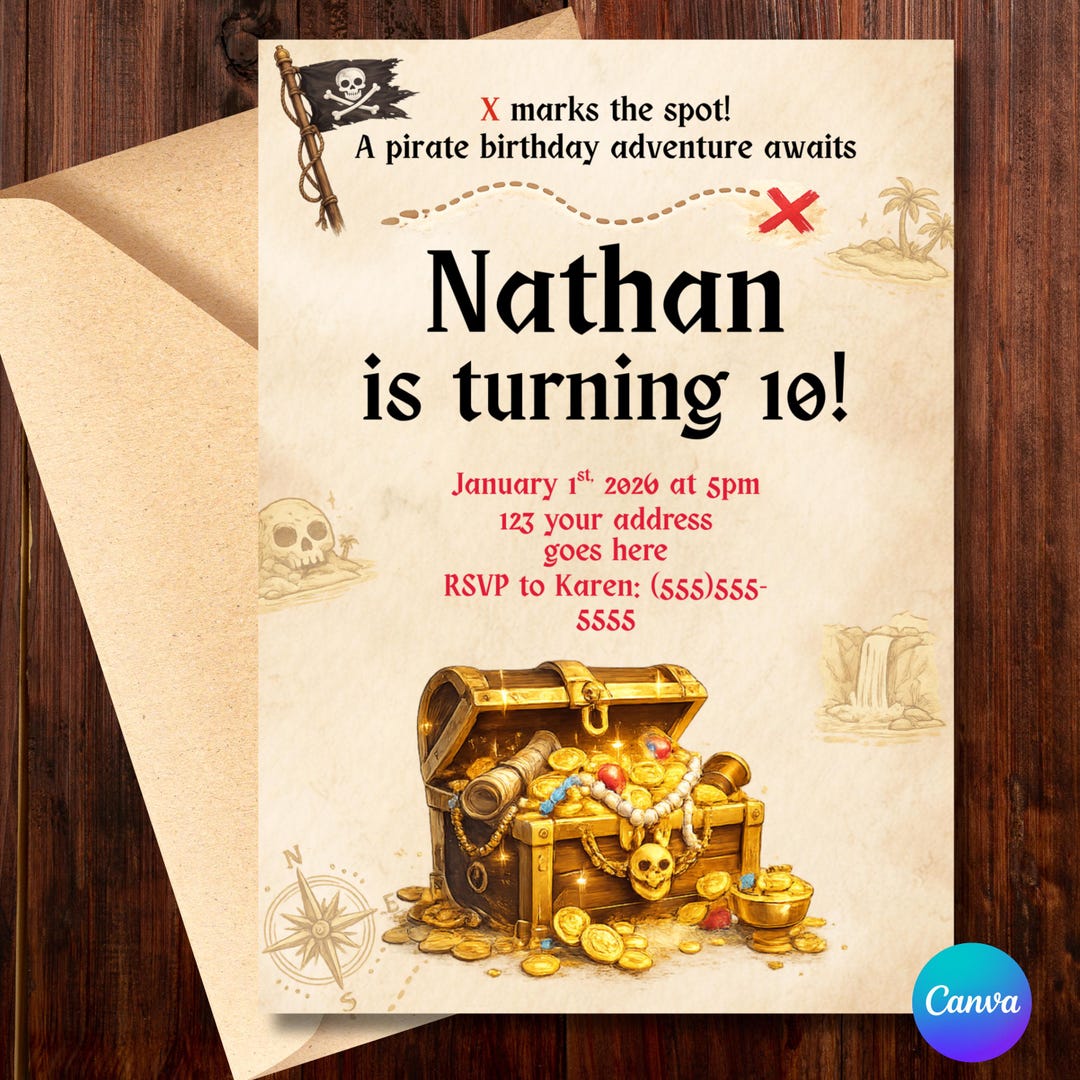 Pirate Birthday Invitation Template | X Marks the Spot Treasure Map ...