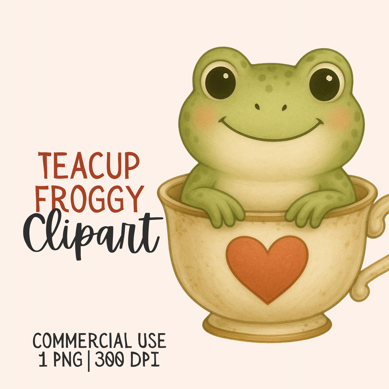Teacup Frog Clipart | Cute Frog PNG | Kawaii Teacup Clipart | Cozy ...